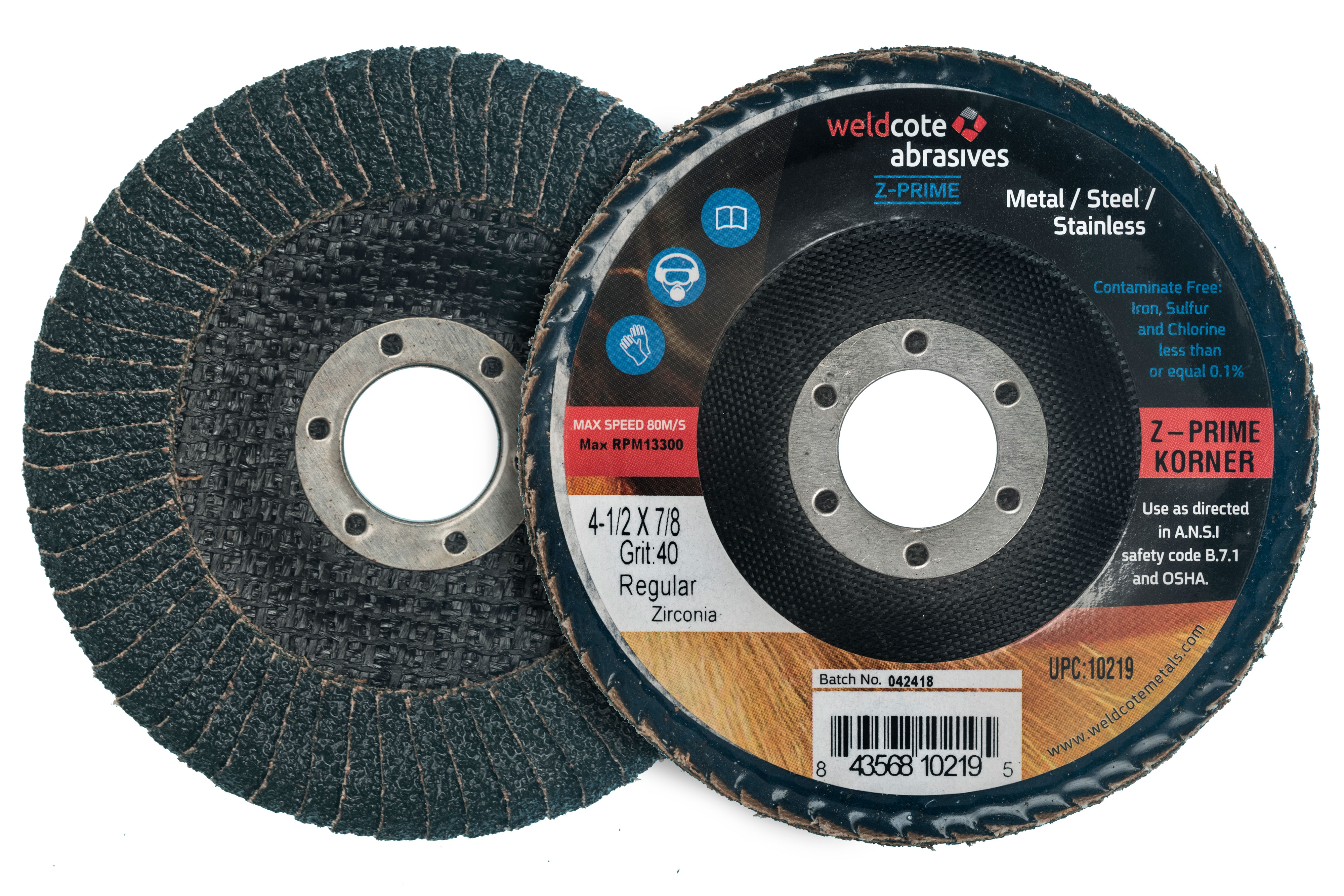 korner premium zirconia flap discs - flap discs - Weldcote Abrasives